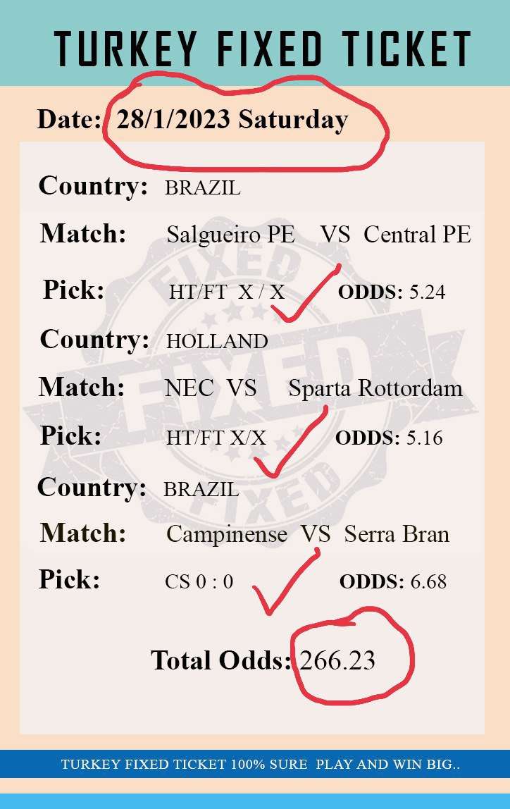 Turkey Fixed ticket 28.1.2023 - Time to Win