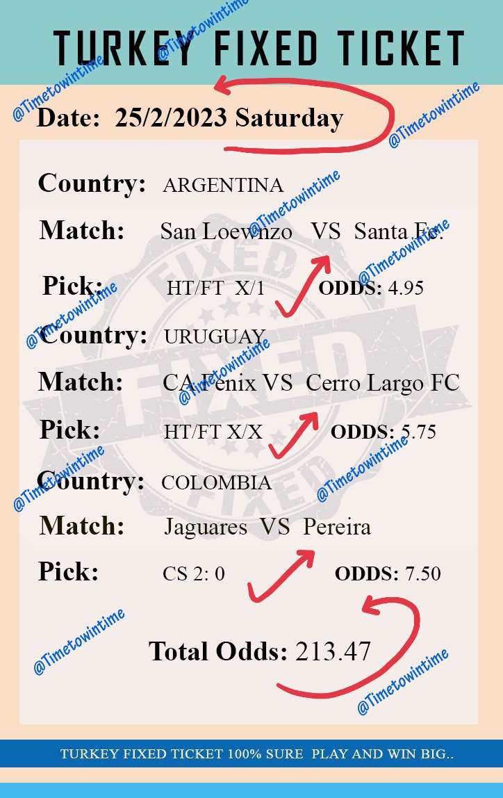 Turkey Fixed ticket 25.2.2023 - Time to Win